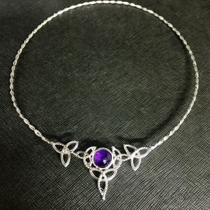 Celtic Neck Ring, Irish Torc Jewelry, Moonstone Amethyst Garnet Neck ...