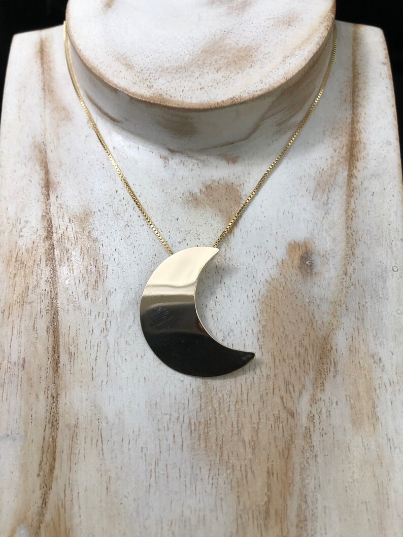 Solid 14k Stevie Nicks Inspired Gold Moon Pendant Necklace Etsy