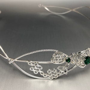 Celtic Heart Emerald Circlet in Sterling Silver, Irish Tiara, Scottish Diadem, Wedding Tiaras ...