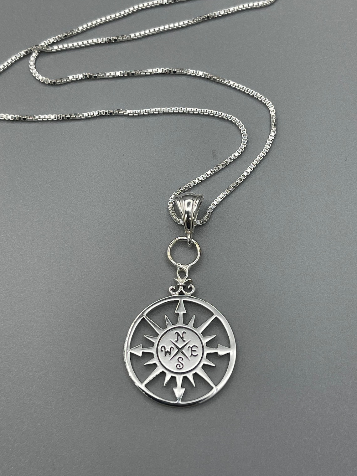 Sterling Silver Compass Necklace: Steampunk Celestial Design - Etsy