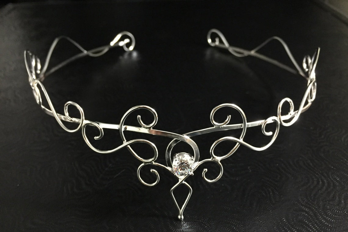 Princess Fantasy Gemstone Tiara in Sterling Silver Wedding - Etsy