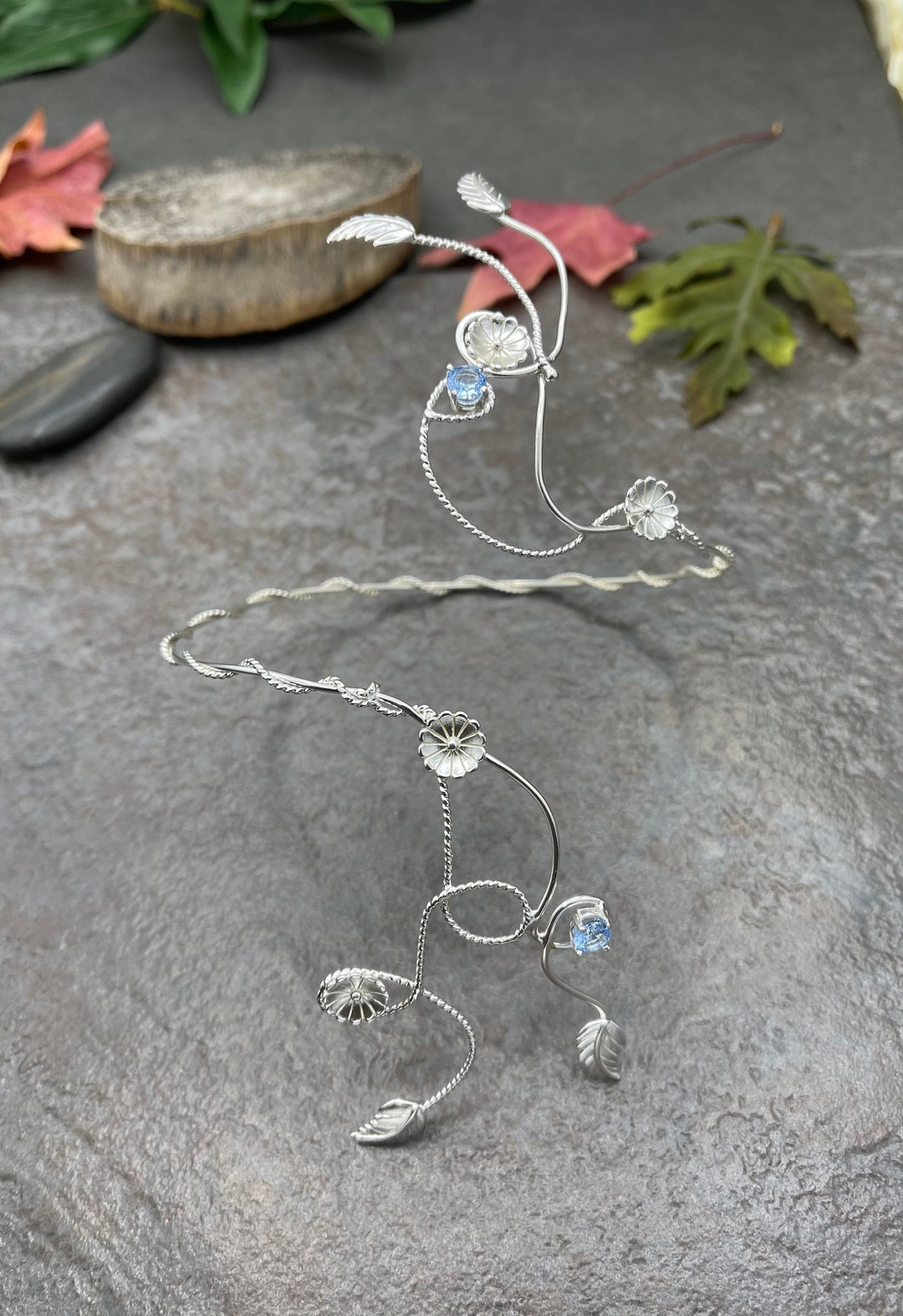 Upper Arm Woodland Vine, Amethyst, Peridot, White Topaz Leaf Bracelet ...