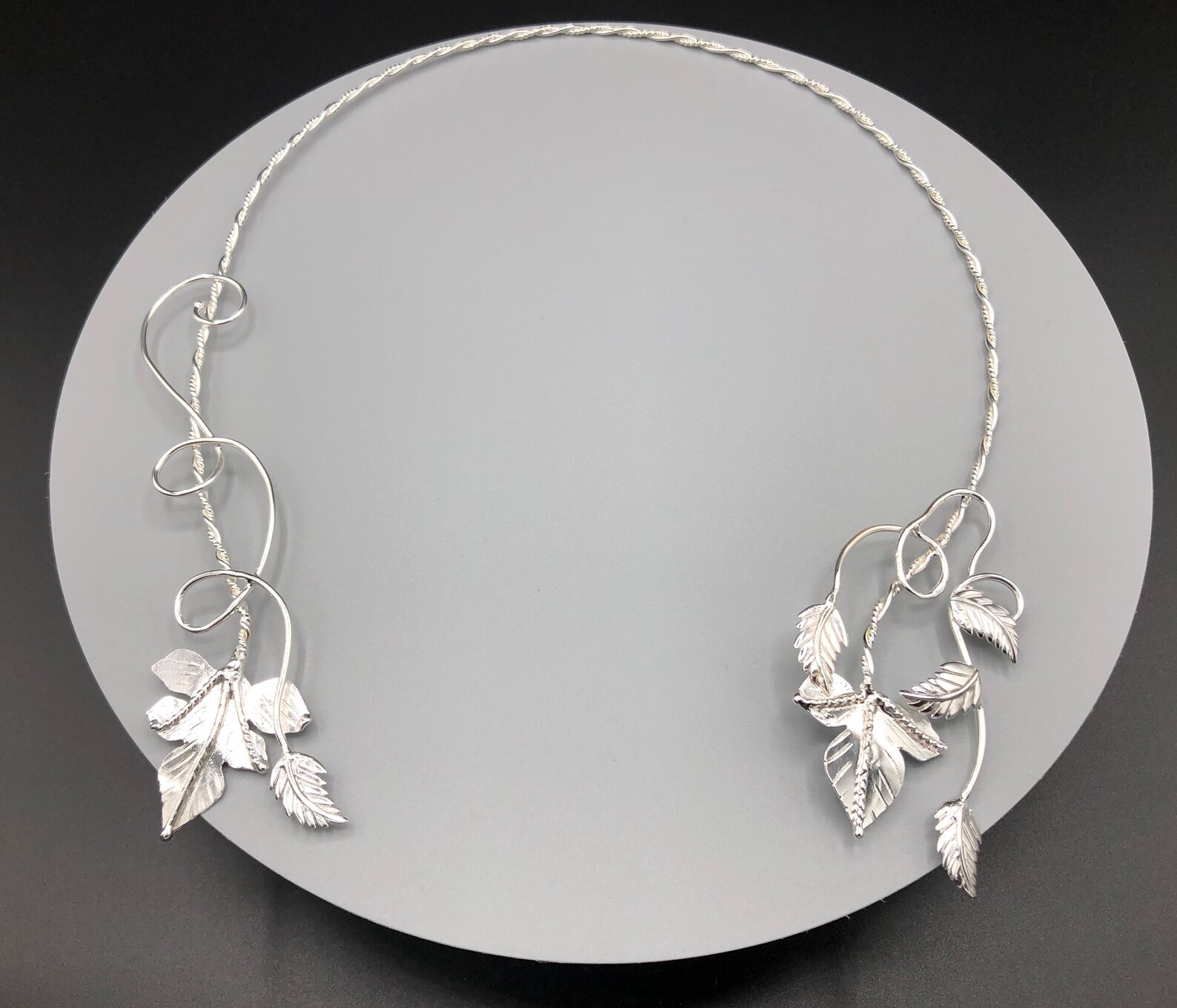 Woodland Leaf Neck Ring Ivy Necklet in Sterling Silver Neck - Etsy
