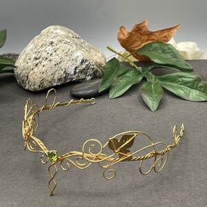 Woodland Peridot Wedding Tiara in Sterling Silver With 24K Gold Overlay ...