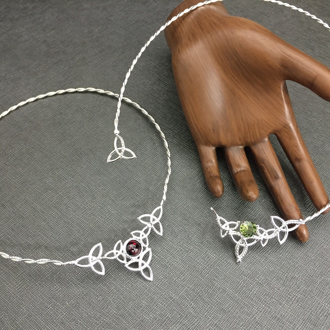 Celtic Knot Gemstone Neck Choker in Sterling Silver Irish - Etsy