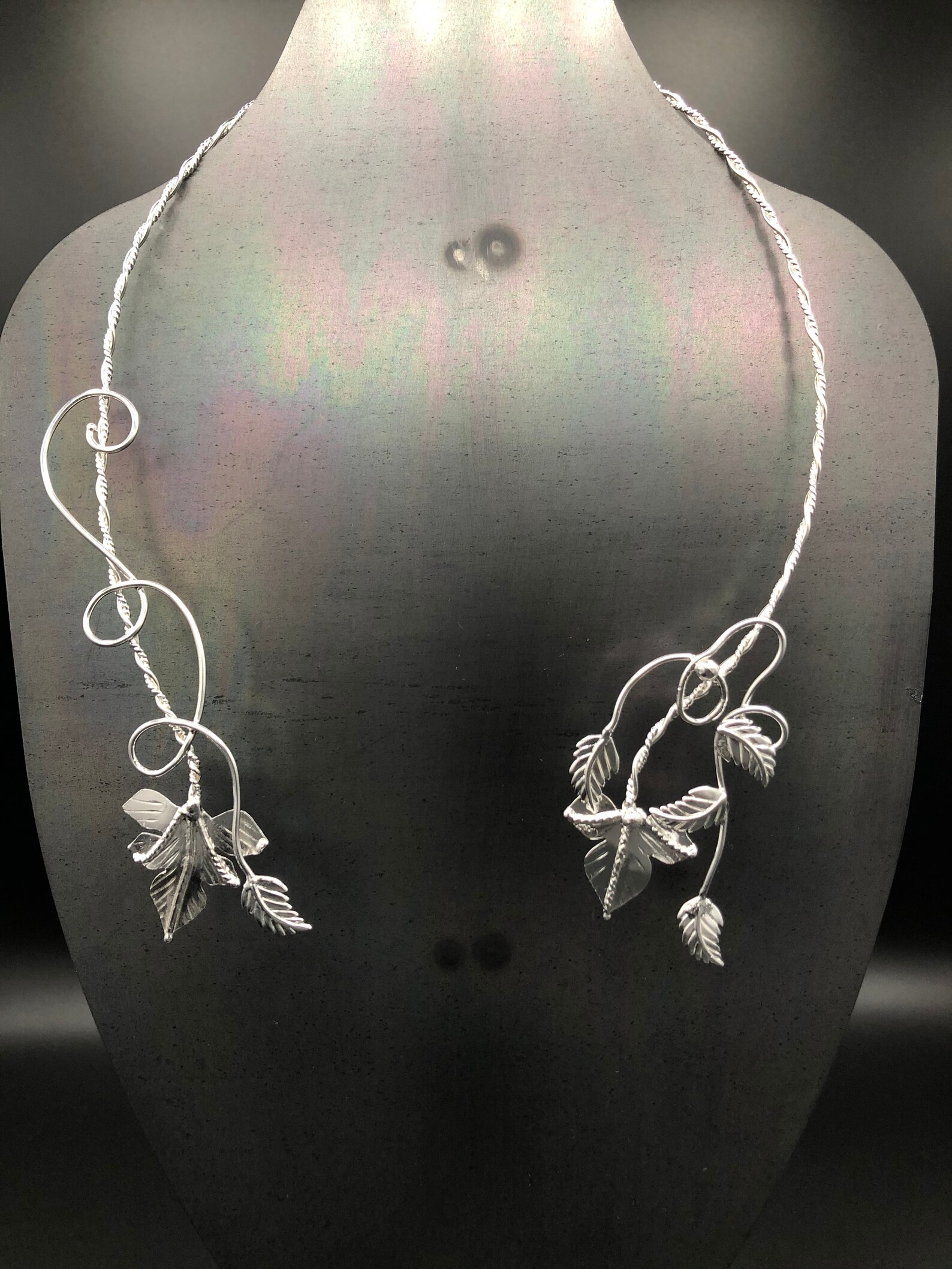 Woodland Leaf Neck Ring Ivy Necklet in Sterling Silver Neck - Etsy