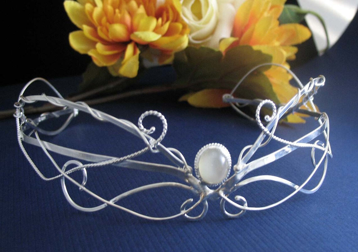 Moonstone Wedding Crown in Sterling Silver Woodland Crown - Etsy