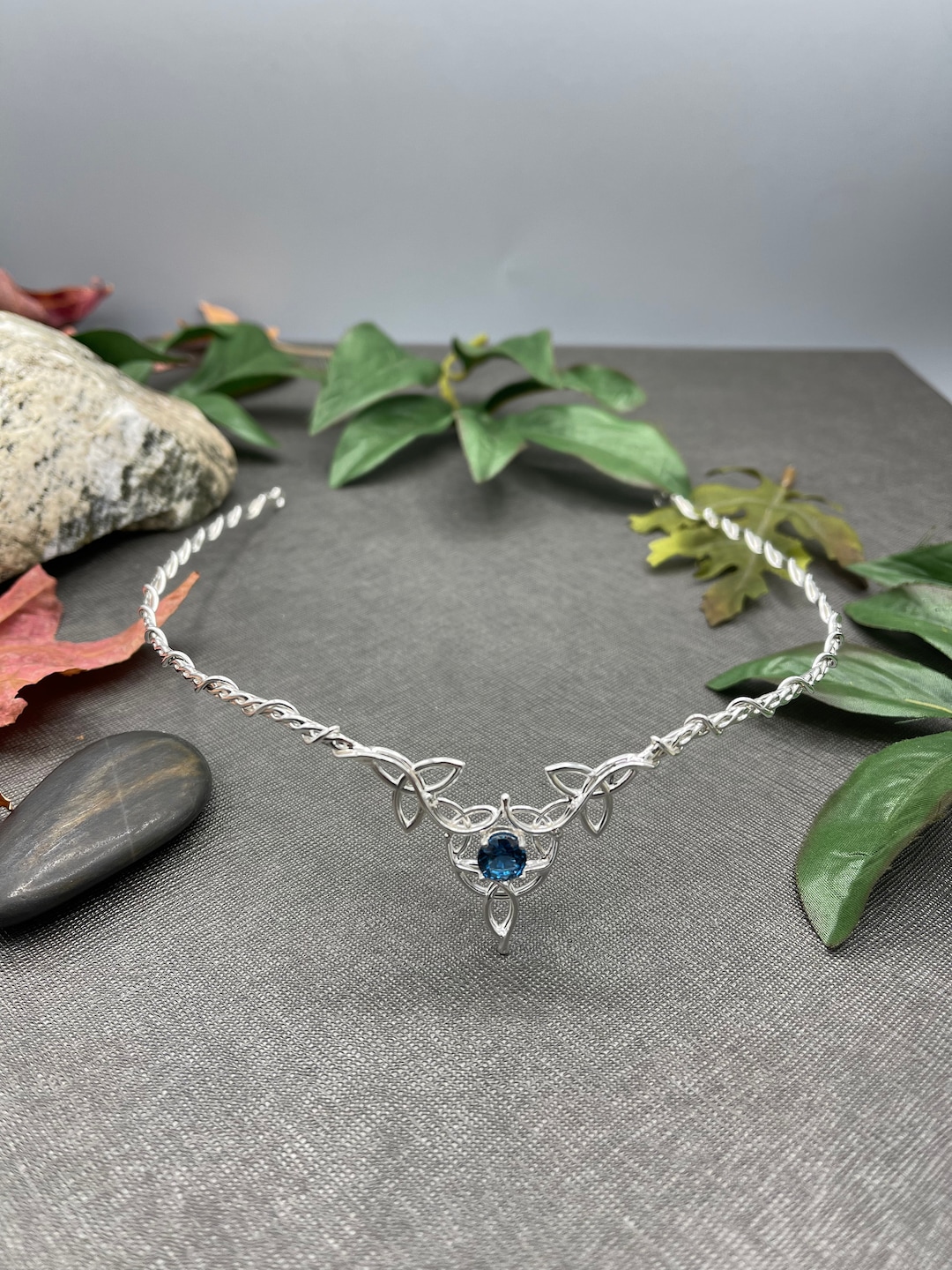 Celtic Wedding Circlet: Blue Topaz Sterling Silver Bridal Headpiece ...