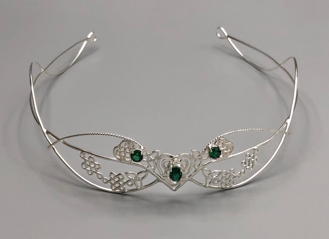 Celtic Heart Emerald Circlet in Sterling Silver, Irish Tiara, Scottish Diadem, Wedding Tiaras ...
