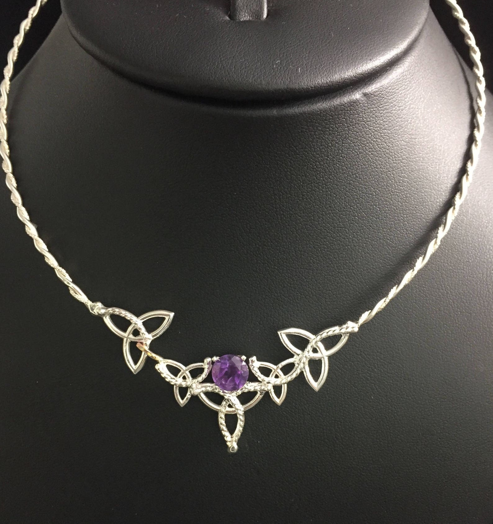 Celtic Knot Gemstone Neck Choker in Sterling Silver Irish | Etsy