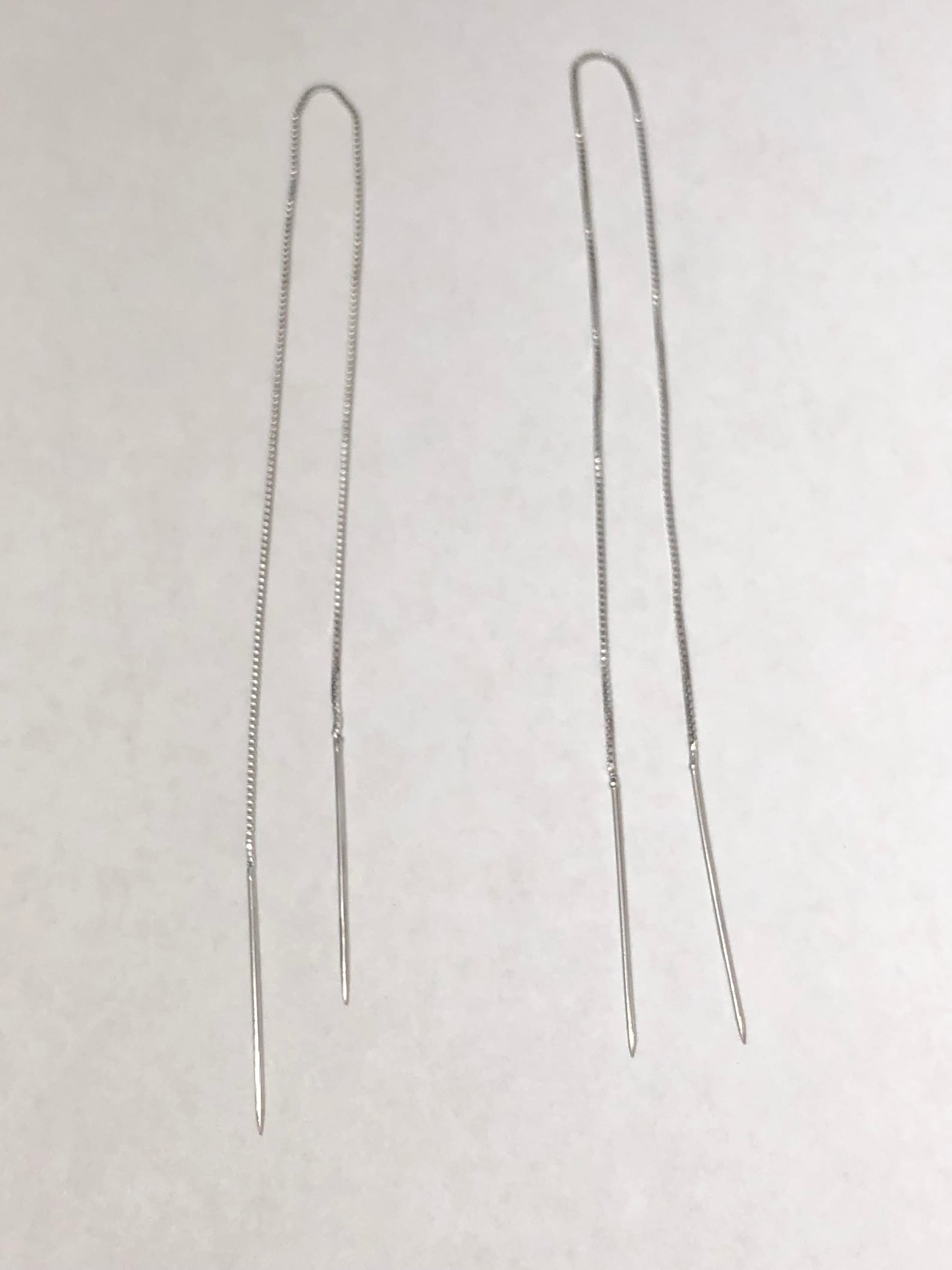 Long Needle Thread Sterling Silver Earrings. Handmade Thread | Etsy