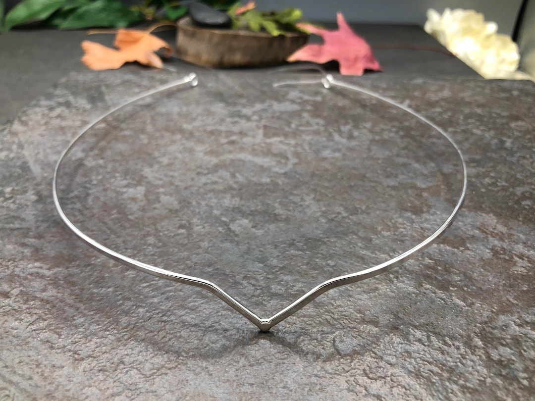 Handmade Sterling Silver Circlet: Renaissance Cosplay Headpiece, Simple V Style Design, Norse ...