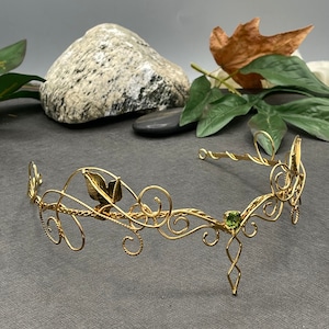 Woodland Peridot Wedding Tiara in Sterling Silver With 24K Gold Overlay ...