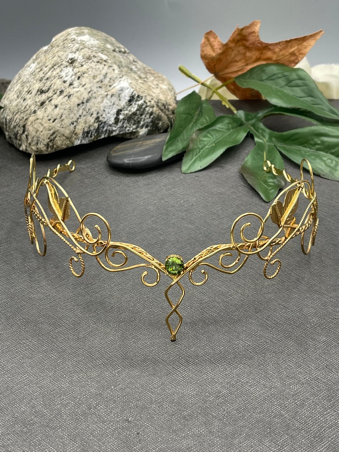 Woodland Peridot Wedding Tiara in Sterling Silver With 24K Gold Overlay ...