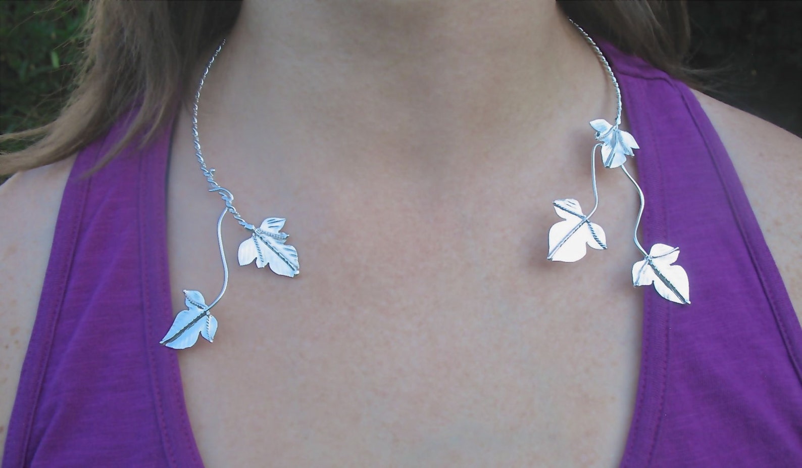 Woodland Leaf Neck Rings in Sterling Silver, Leaf Neck Torc, Elvish ...