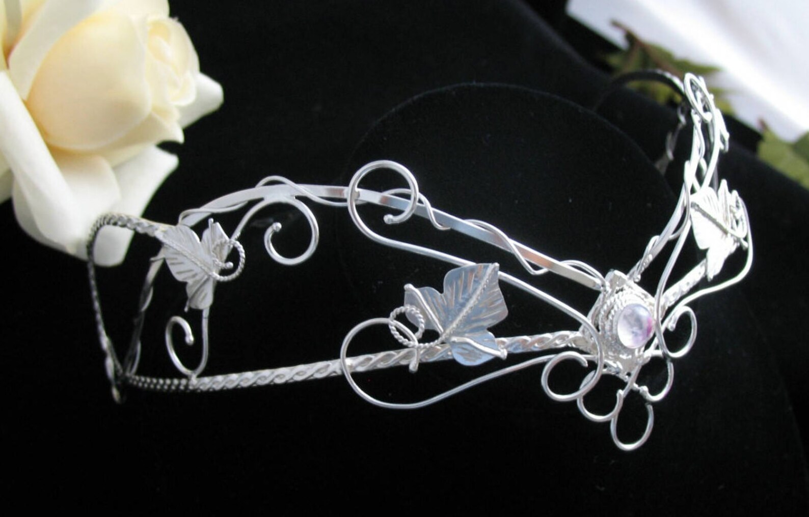 Woodland Elvish Moonstone Crown in Sterling Silver, Fantasy Wedding ...