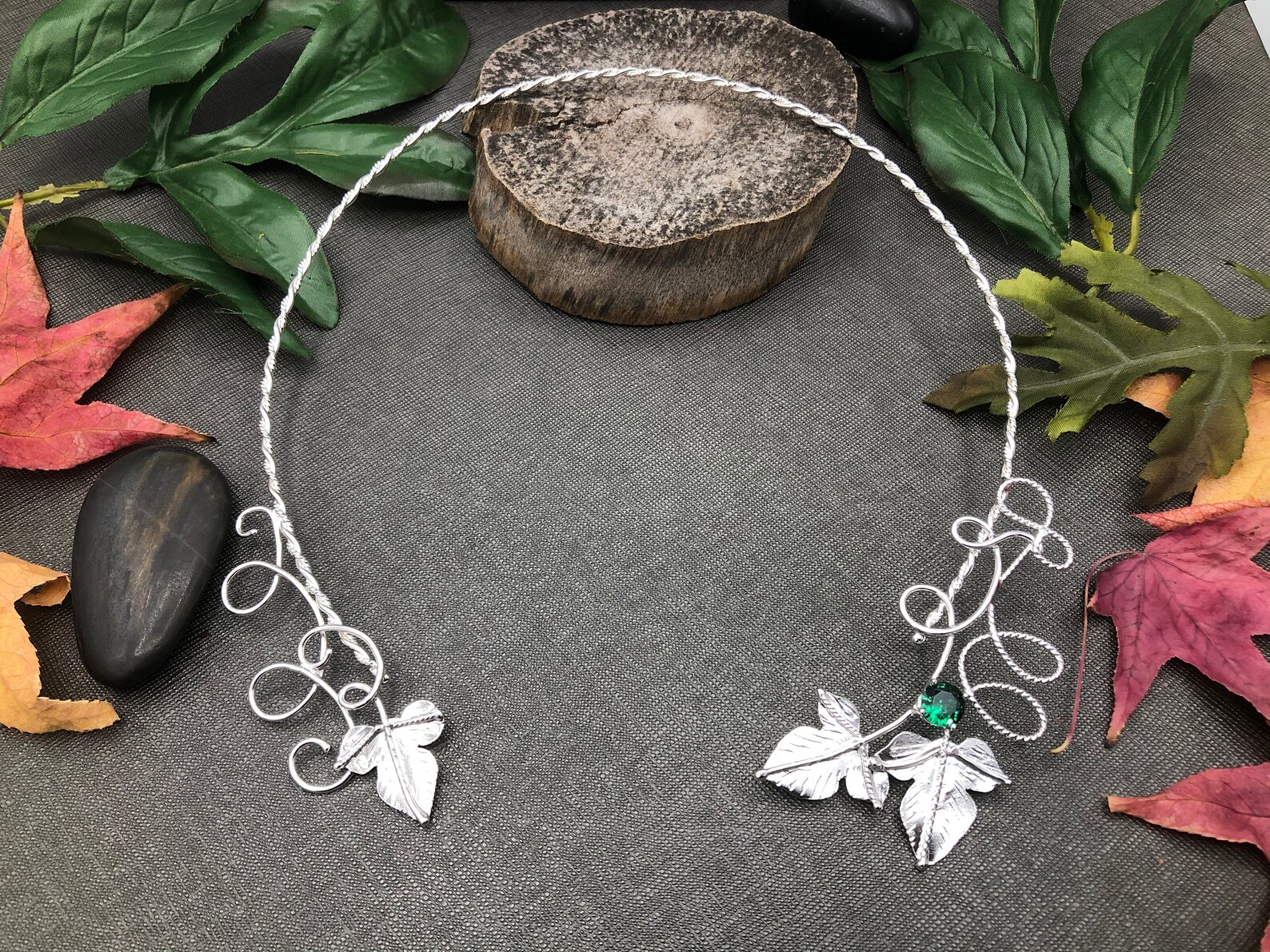 Woodland Elvish Moonstone Neck Jewelry in Sterling Silver, Neck Rings ...