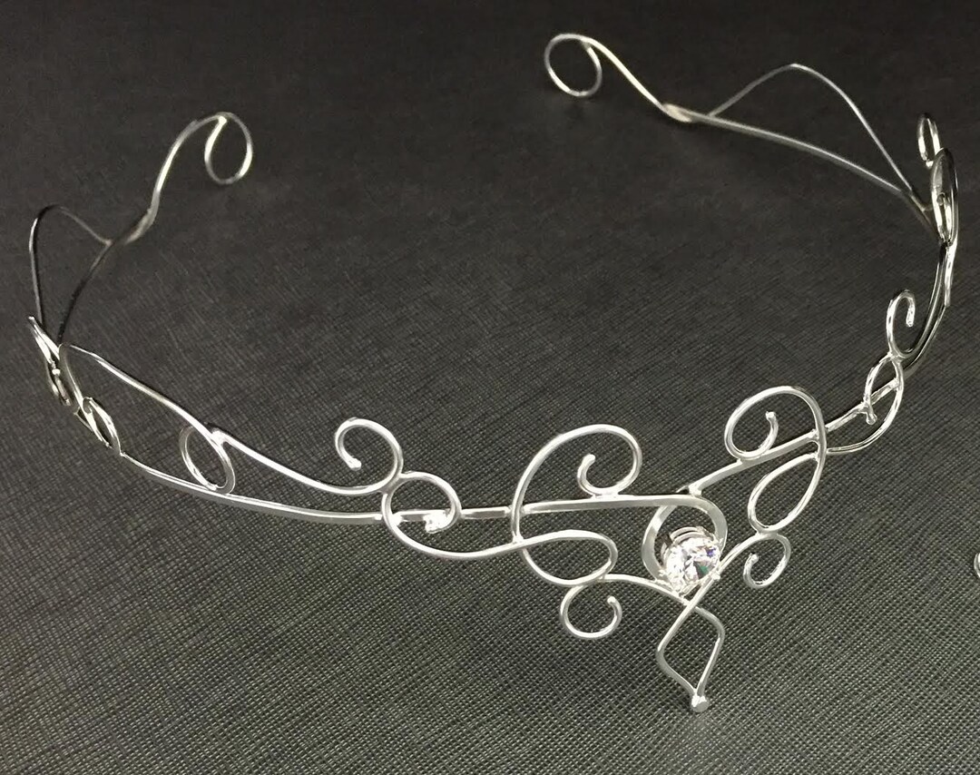 Princess Fantasy Gemstone Tiara in Sterling Silver, Wedding Jewelry ...