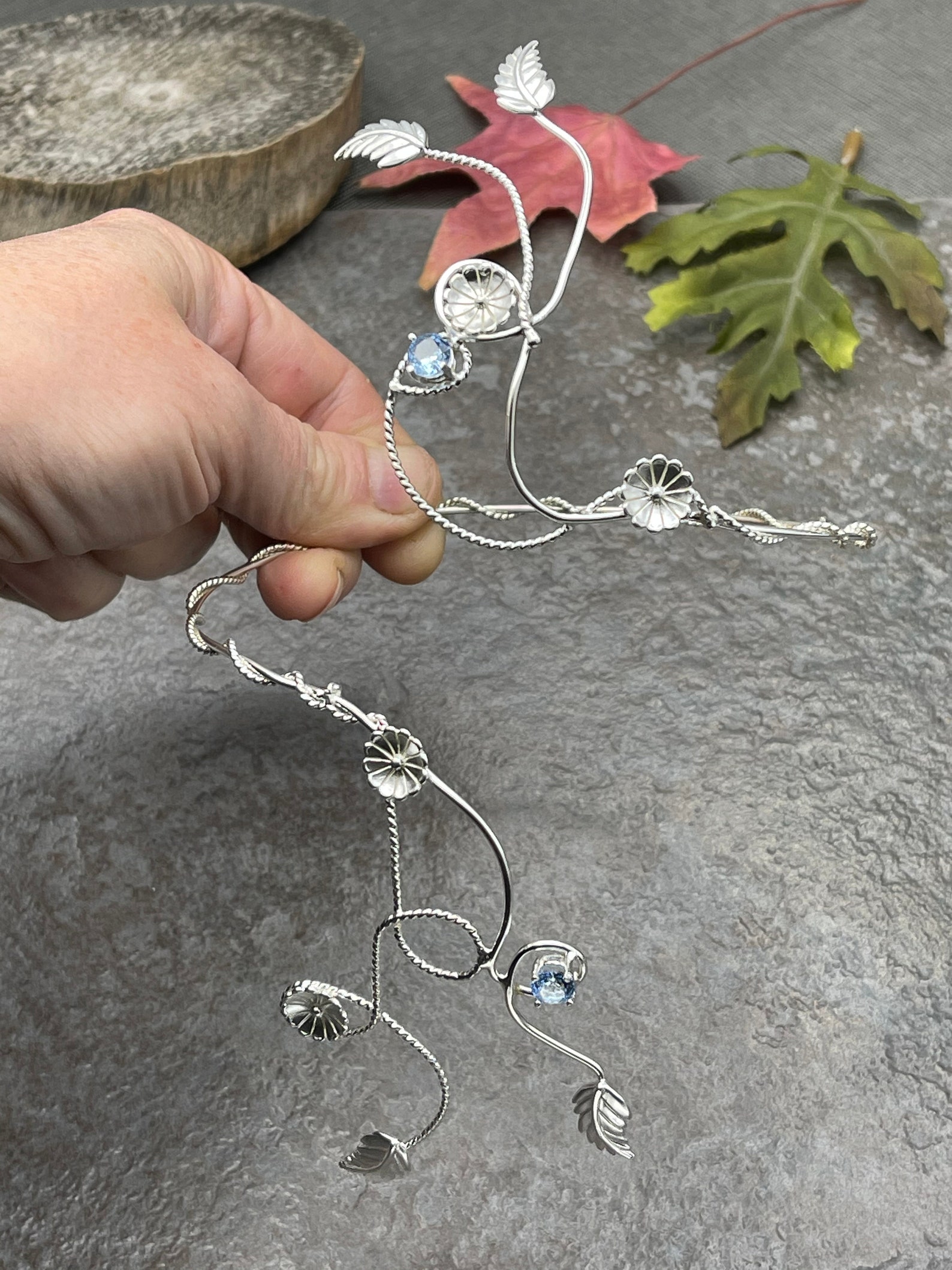 Upper Arm Woodland Vine, Amethyst, Peridot, White Topaz Leaf Bracelet ...