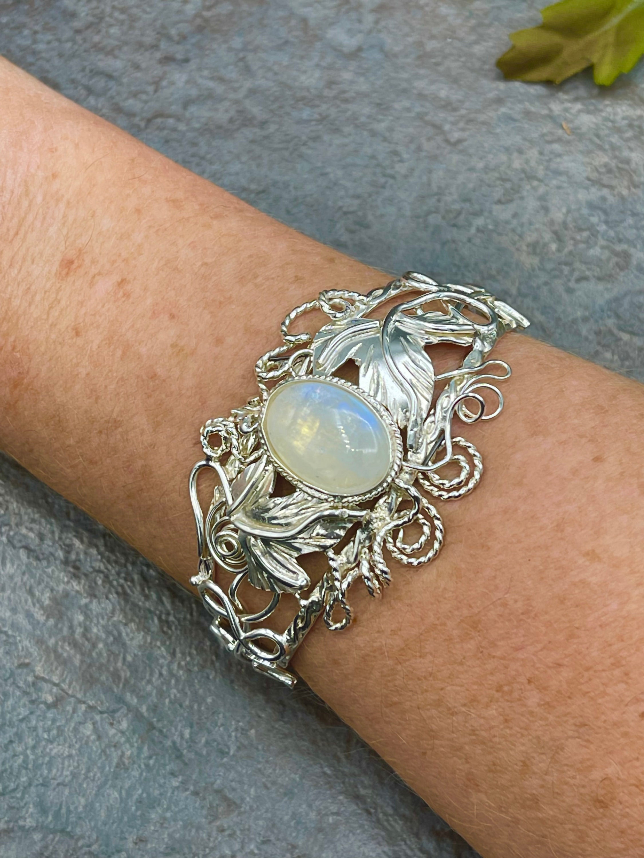 Woodland Elven Faery Bracelet Cuff in Sterling Silver, Handmade Leaves ...