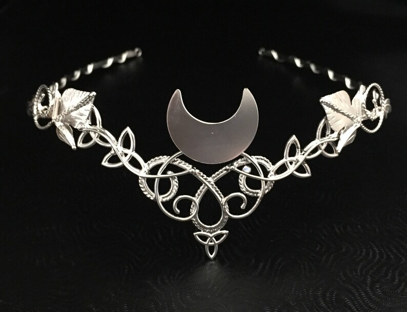 Celtic Leaves Crescent Moon Bridal Wedding Tiara in Sterling - Etsy