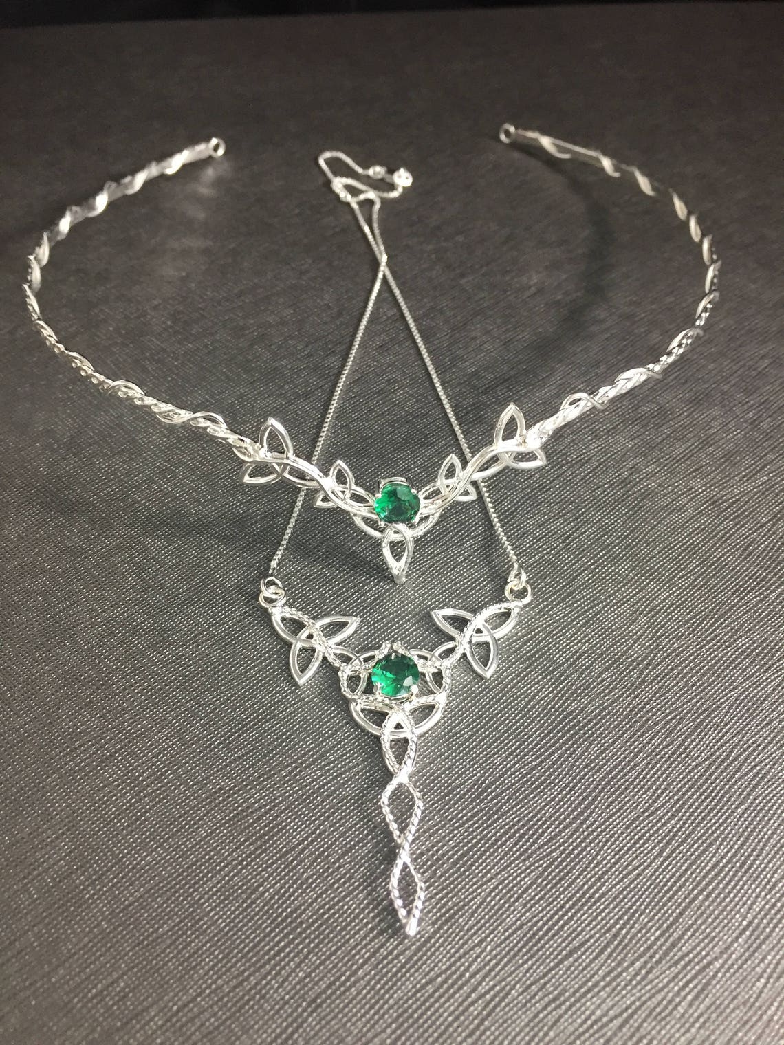 Celtic Gemstone Wedding Circlet and Necklace Set Irish - Etsy