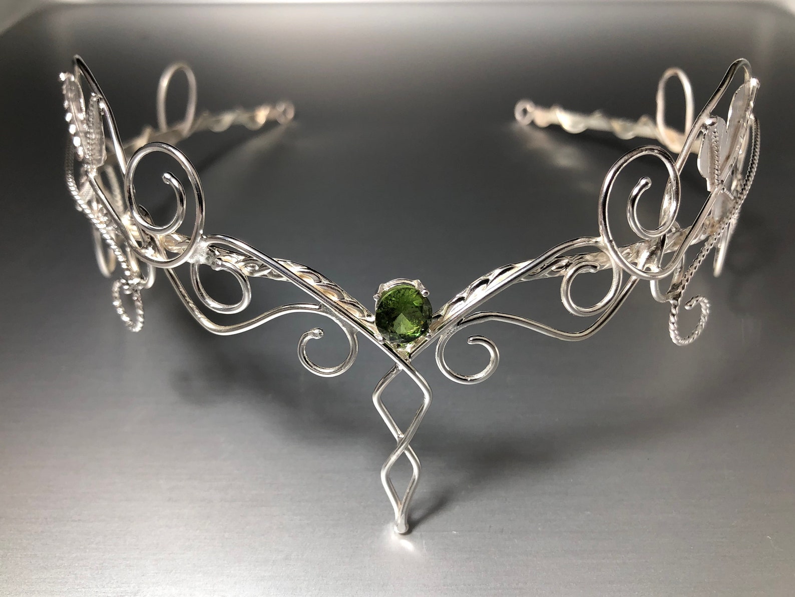 Sterling Silver Woodland Tiara With Lab Sapphire: Elvish Wedding ...