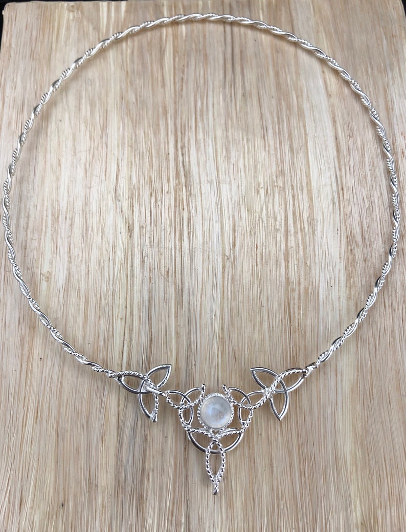 Celtic Neck Ring, Irish Torc Jewelry, Moonstone Amethyst Garnet Neck ...