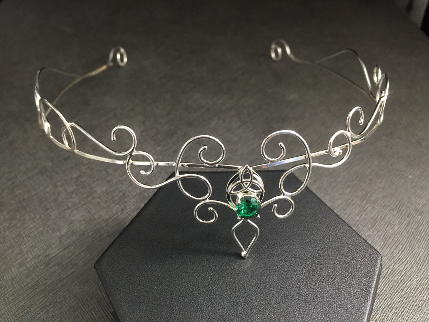 Elvish Gemstone Tiara in Sterling Silver, Victorian Bridal Circlet ...