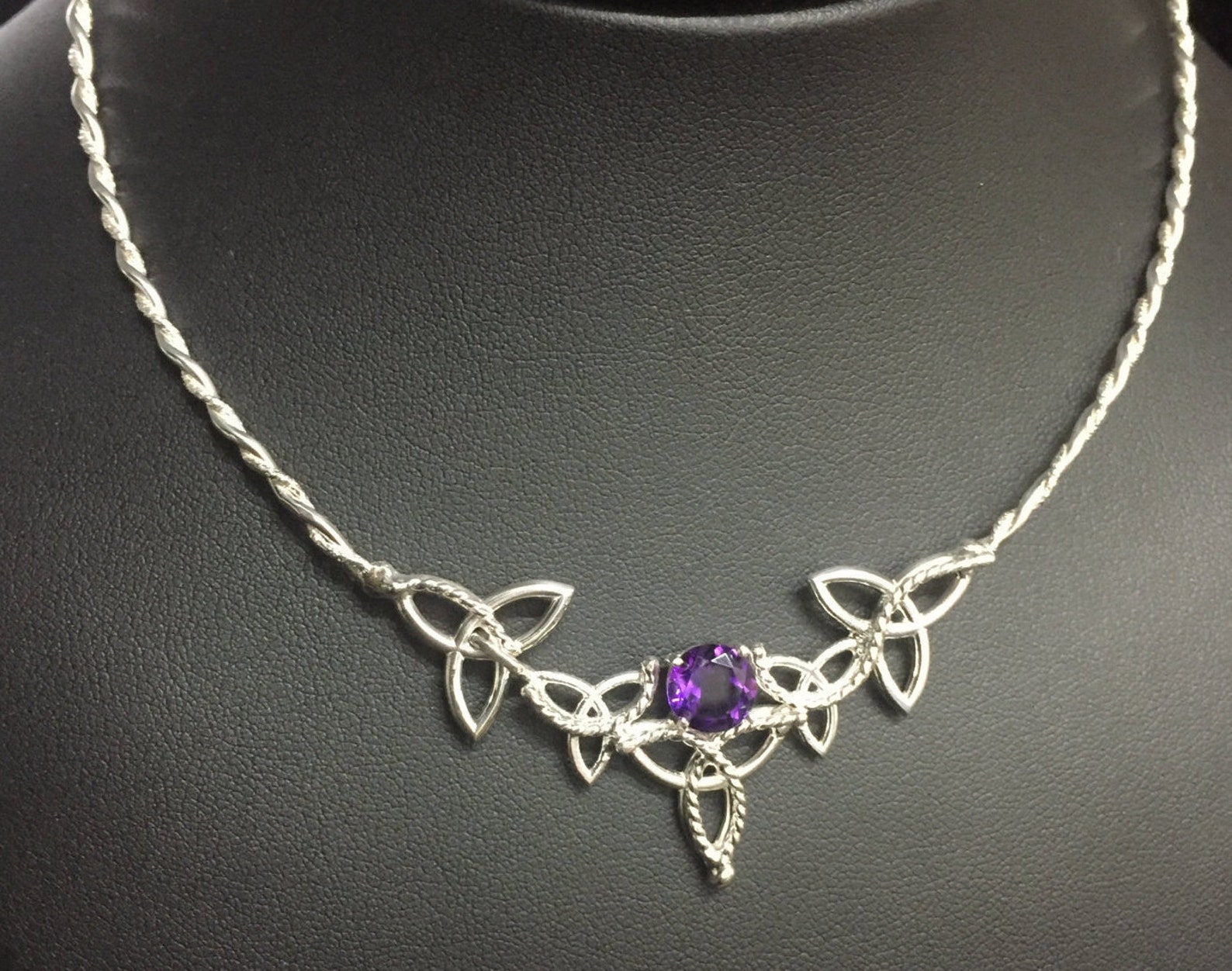 Celtic Knot Gemstone Neck Choker in Sterling Silver Irish - Etsy