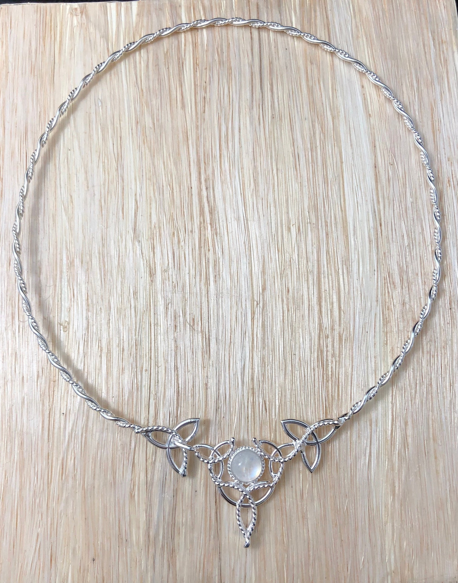 Celtic Neck Ring, Irish Torc Jewelry, Moonstone Amethyst Garnet Neck ...
