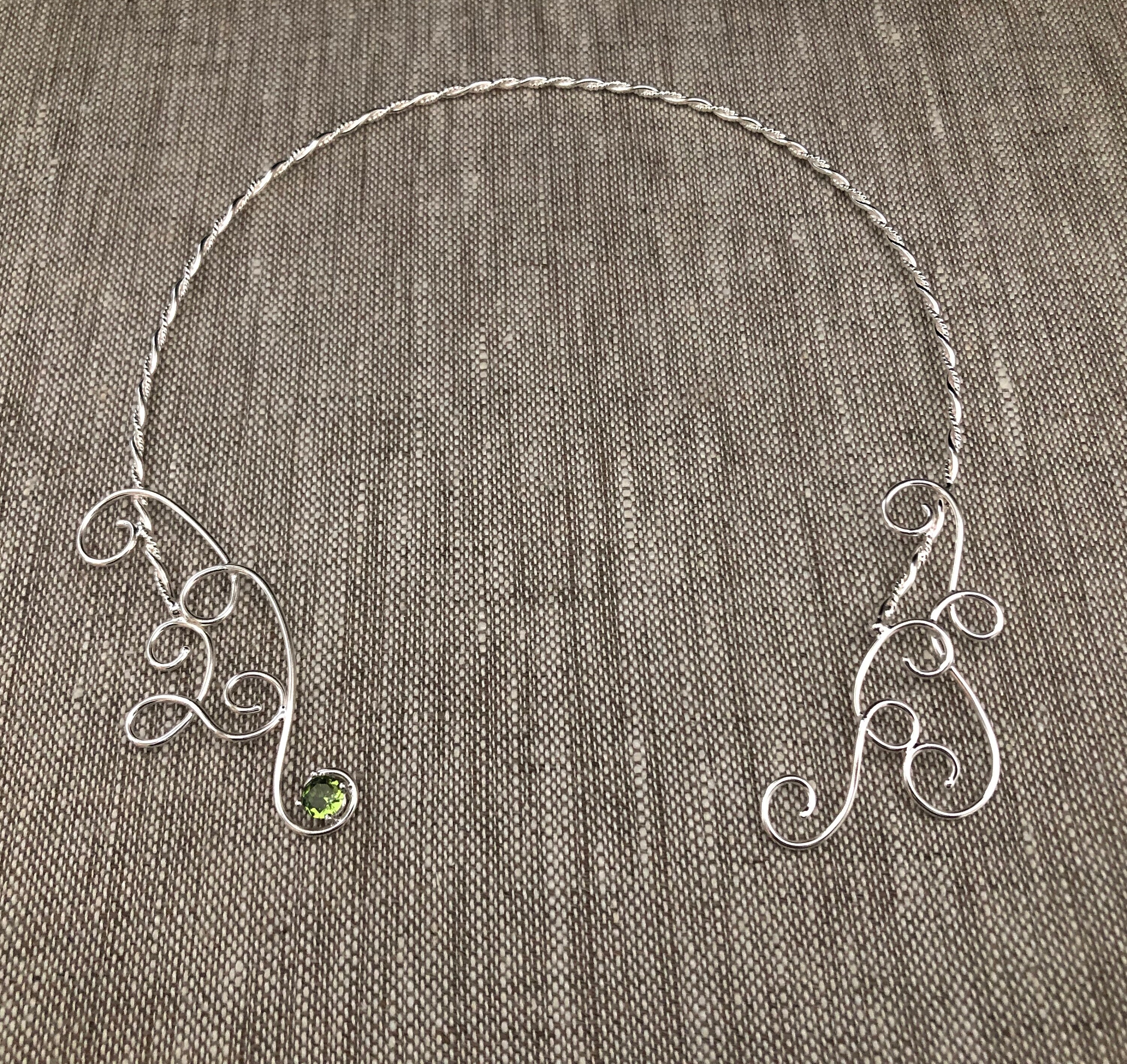 Bohemian Sterling Silver Emerald Neck Torc, Celtic Neck Piece, Neck ...