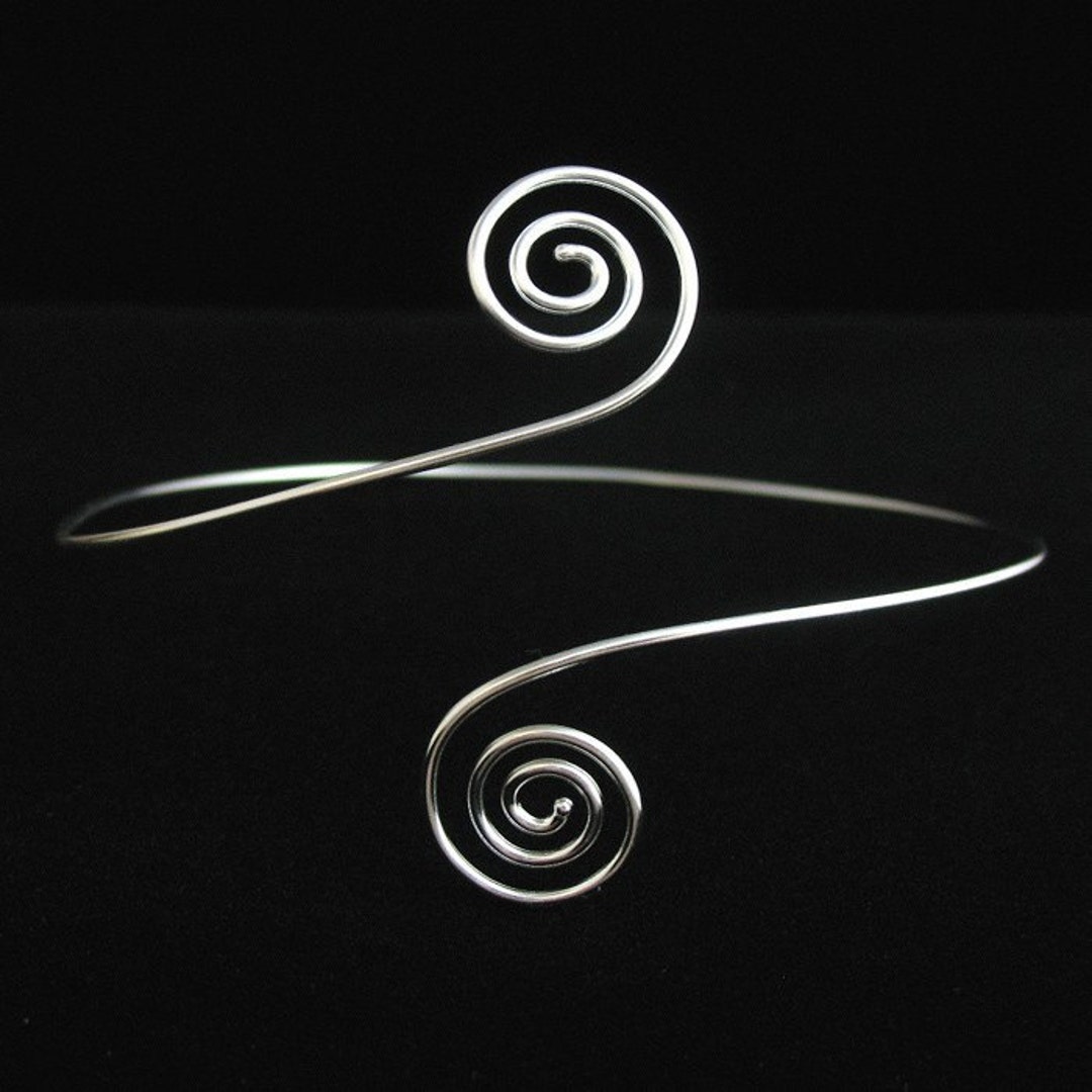 Simple Sterling Silver Upper Arm Swirling Cuff Bracelet or Armlet Band ...