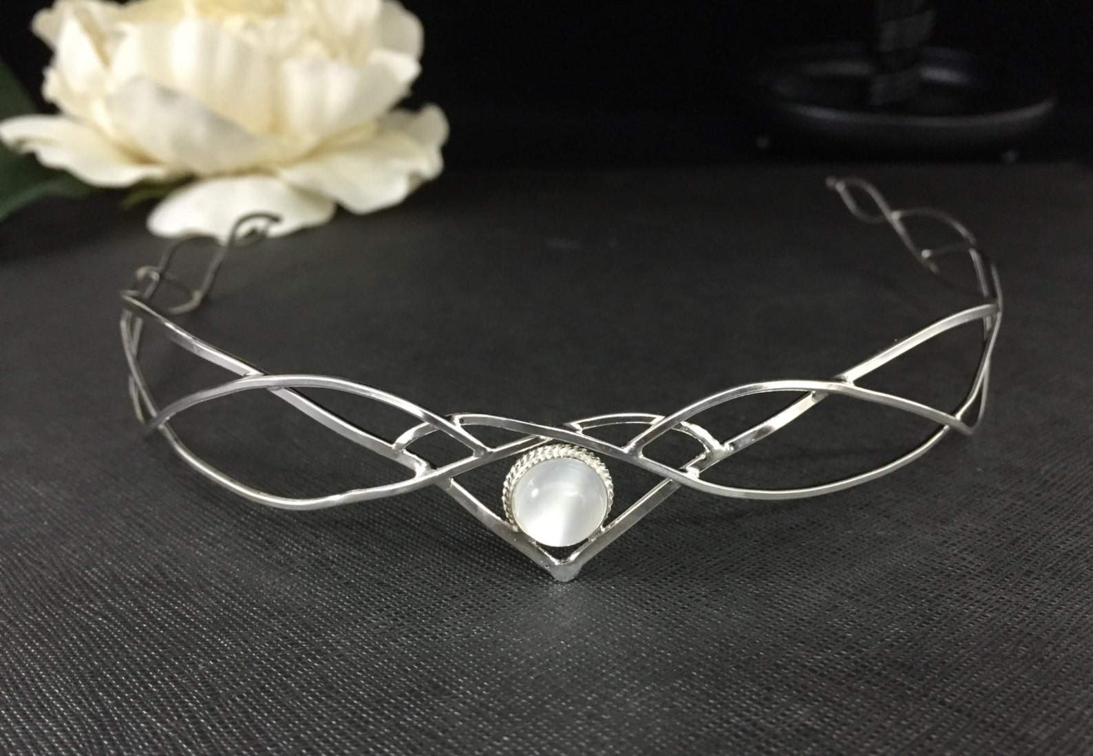 Elvish Wedding Moonstone Tiara in Sterling Silver Artisan | Etsy