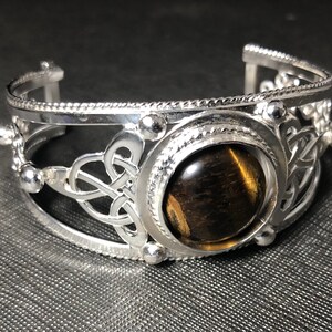 Celtic Knot Irish Bracelet Cuff With Gemstone in Sterling Silver ...