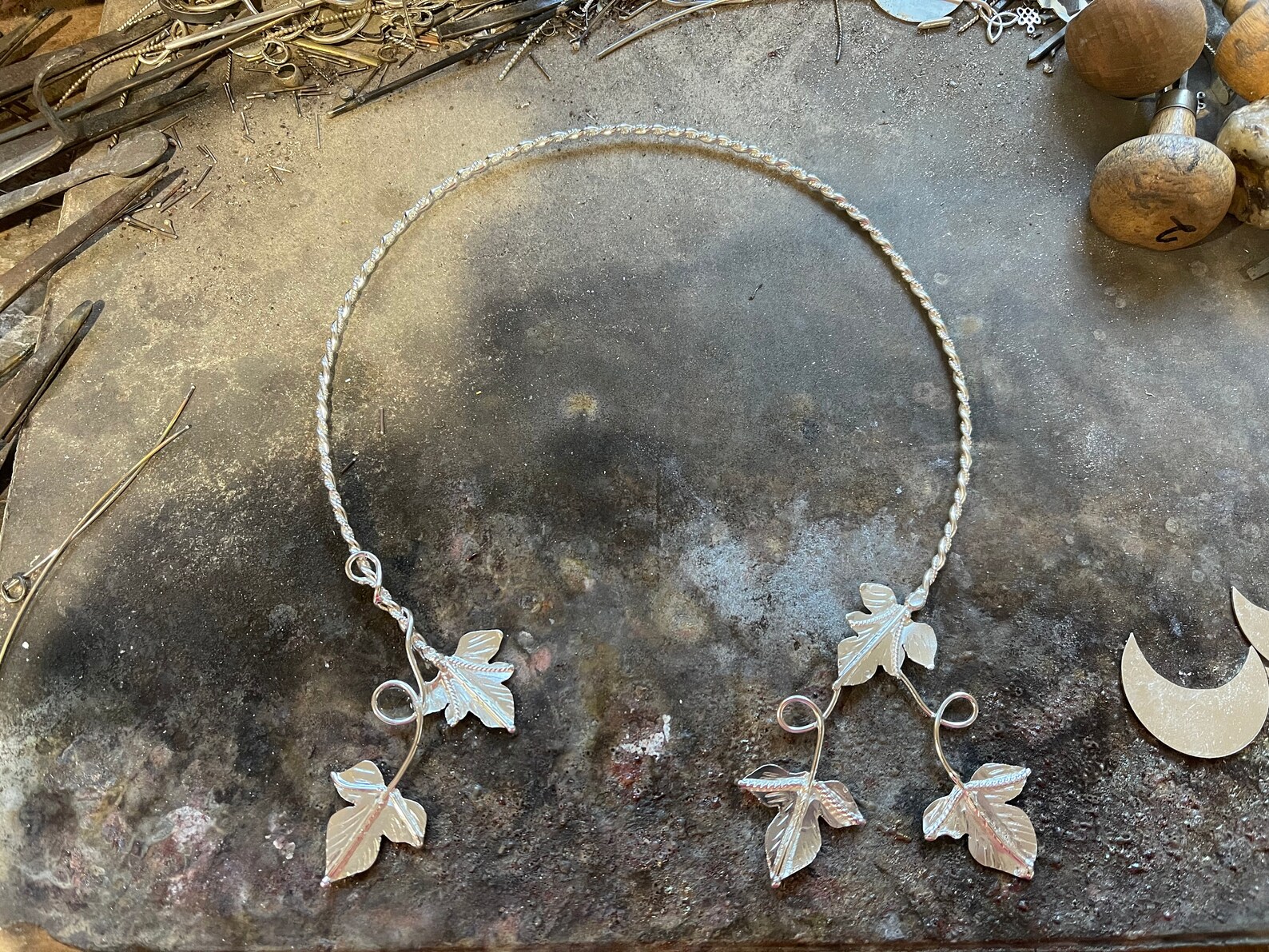 Woodland Leaf Neck Rings in Sterling Silver, Leaf Neck Torc, Elvish ...