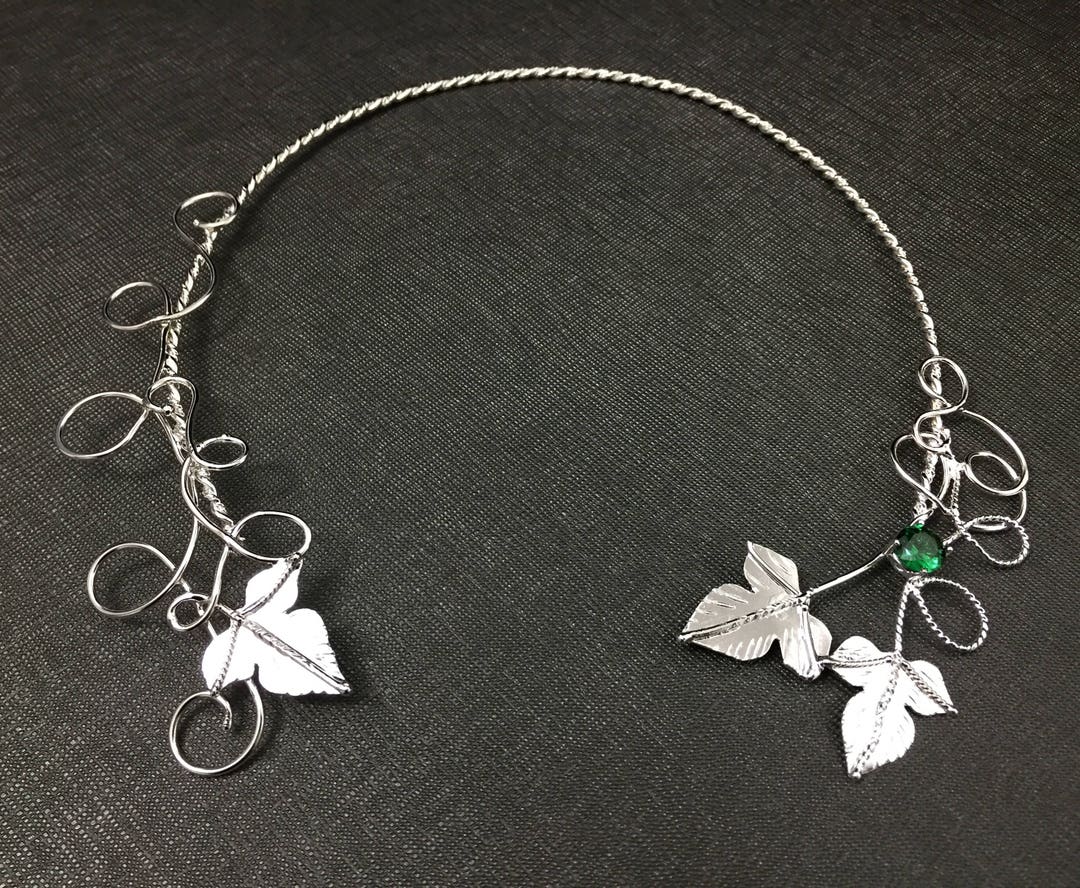 Woodland Elvish Neck Torc in Sterling Silver, Gifts for Her, Leaves ...