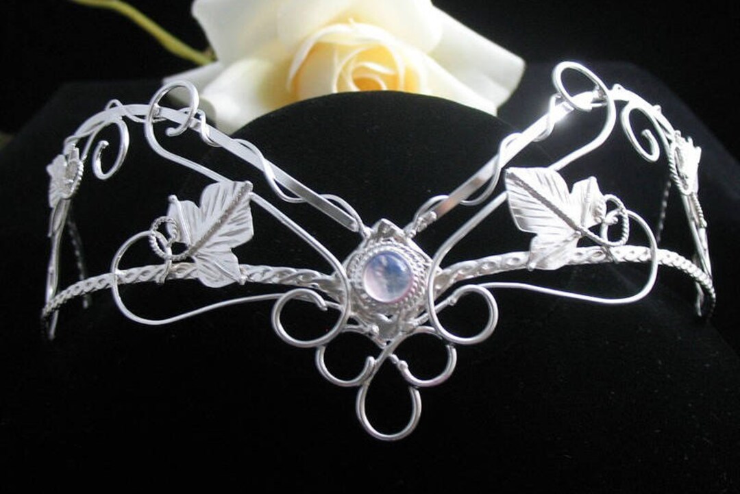 Woodland Elvish Moonstone Crown in Sterling Silver, Fantasy Wedding ...