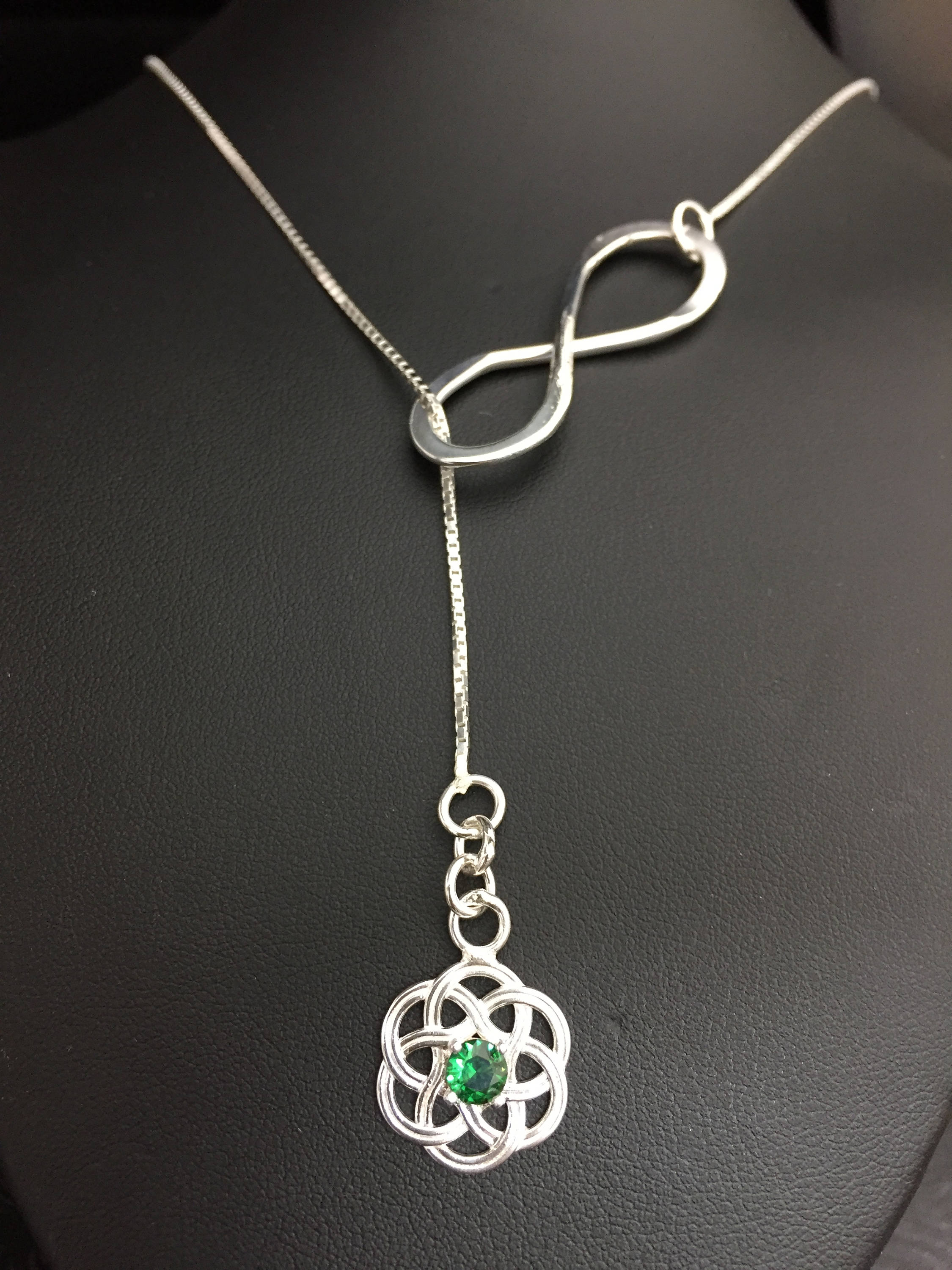 Celtic Knot 6mm Emerald Lariat Necklace, Long Lariat Necklace in ...