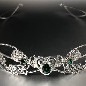 Celtic Heart Emerald Circlet in Sterling Silver, Irish Tiara, Scottish Diadem, Wedding Tiaras ...