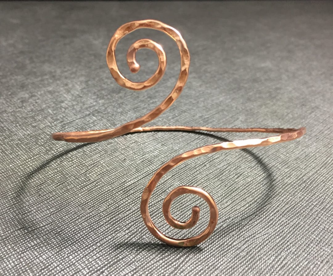 Copper Swirl Bangle Cuff Bracelet, Handmade, 14 Gauge Copper Wire ...