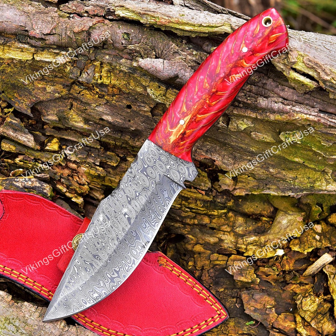 Custom Handmade Damascus Steel Hunting Knife With Pine Cone Handle ...