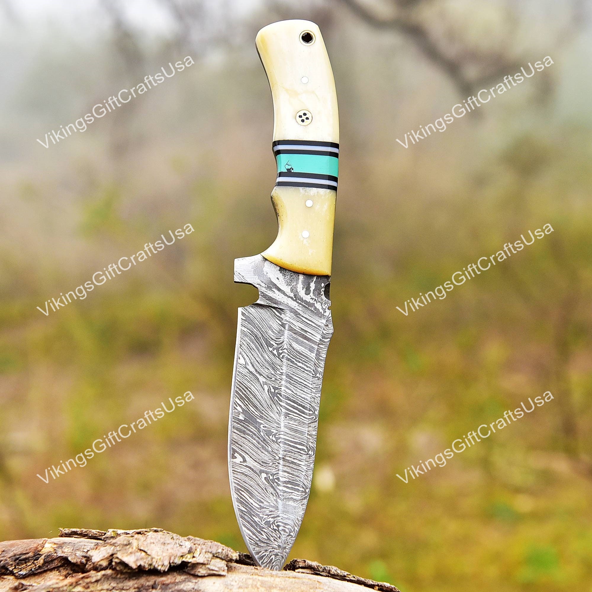Custom Handmade Damasus Steel Knife With Camel Bone Handle, Knives With ...