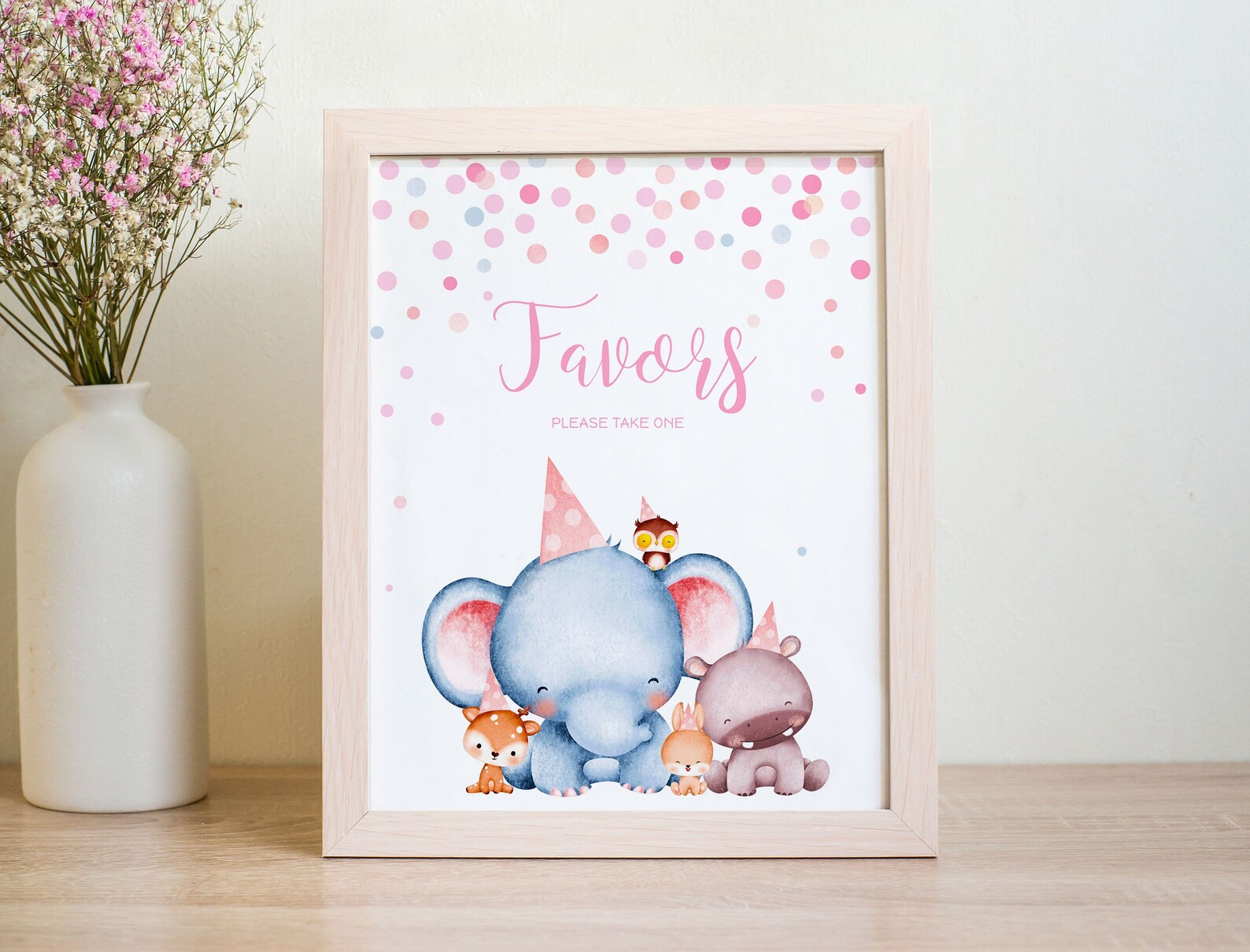 Baby Animal Birthday Welcome Sign: Editable Pink Girl Theme (instant ...