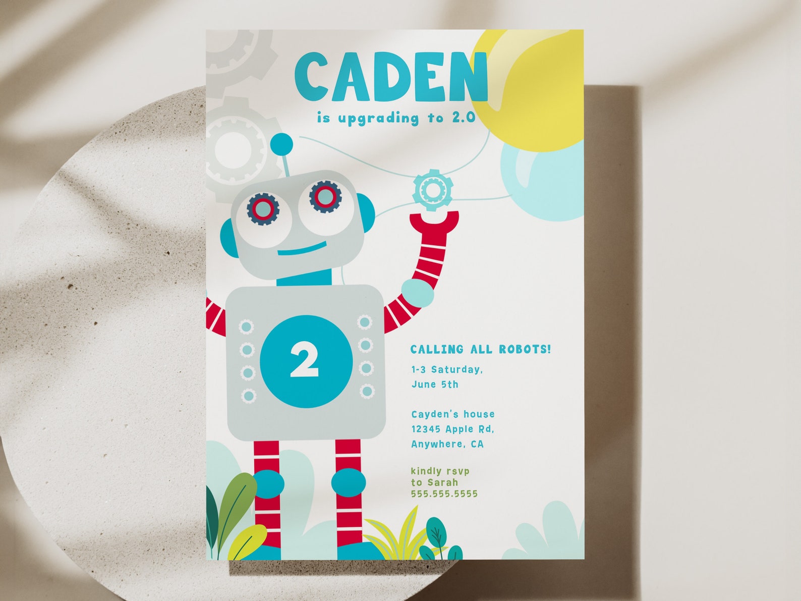 Robot Invitation Template, Robot Invite, Robot Birthday Invitation ...