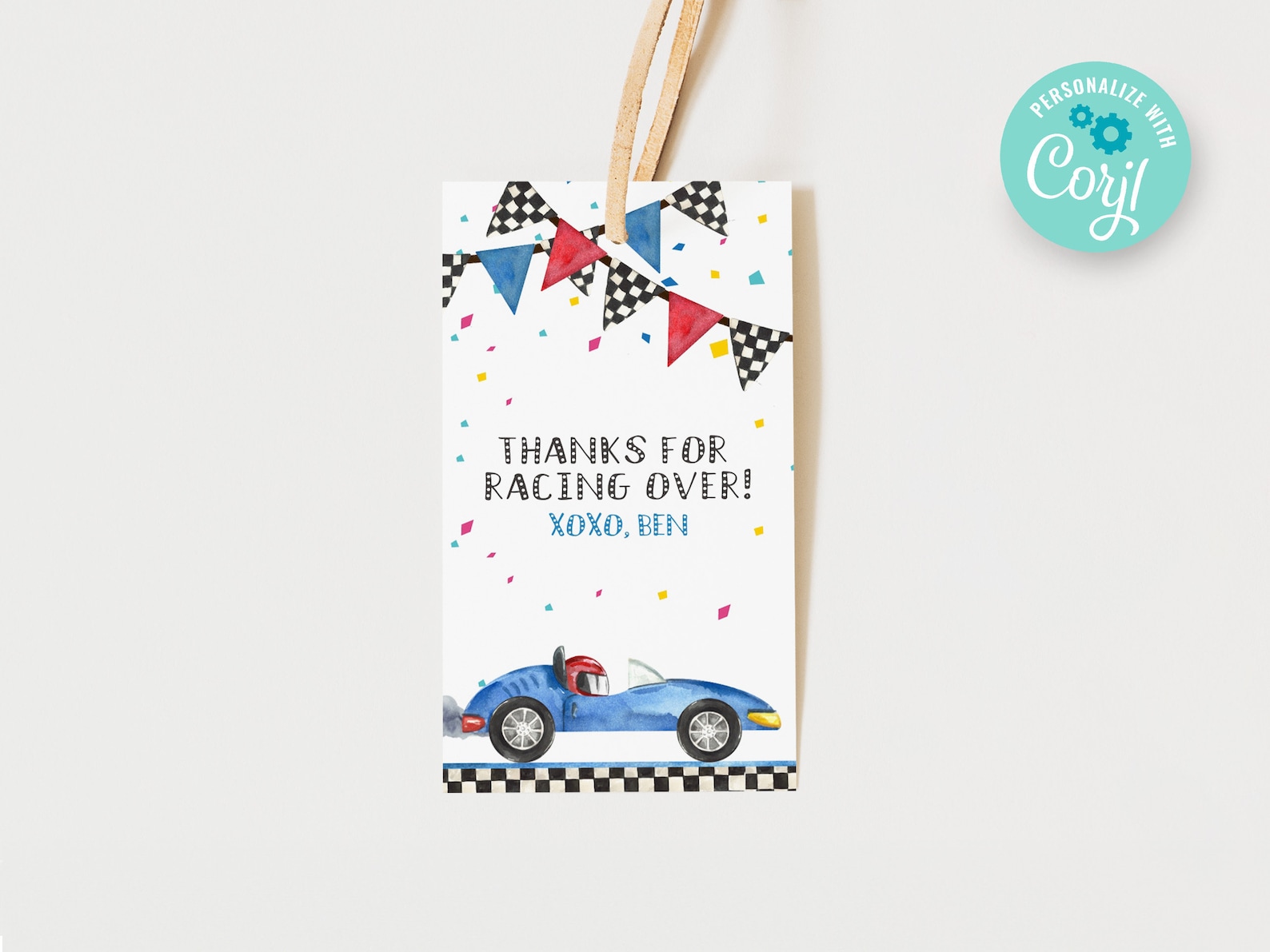 Editable Race Car Birthday Favor Tag (instant Download) - Etsy