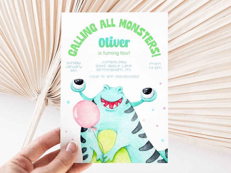 Monster Birthday Invitation: Editable Little Monsters Party (digital ...