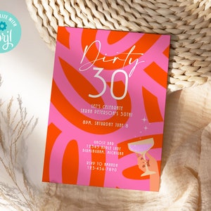 Editable Dirty Thirty Invitation: Retro 30th Birthday (instant Download ...
