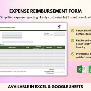 Expense Report Form Template Editable Excel Spreadsheet Expense ...