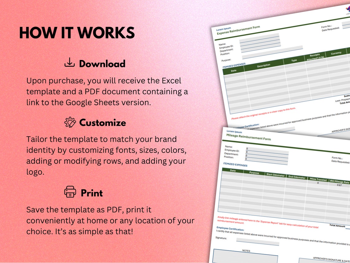 Expense Report Form Template | Editable Excel Spreadsheet Expense ...